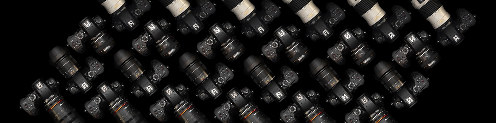 An Army Of Black DSLR Cameras - LinkedIn Background - Get some inspiration!